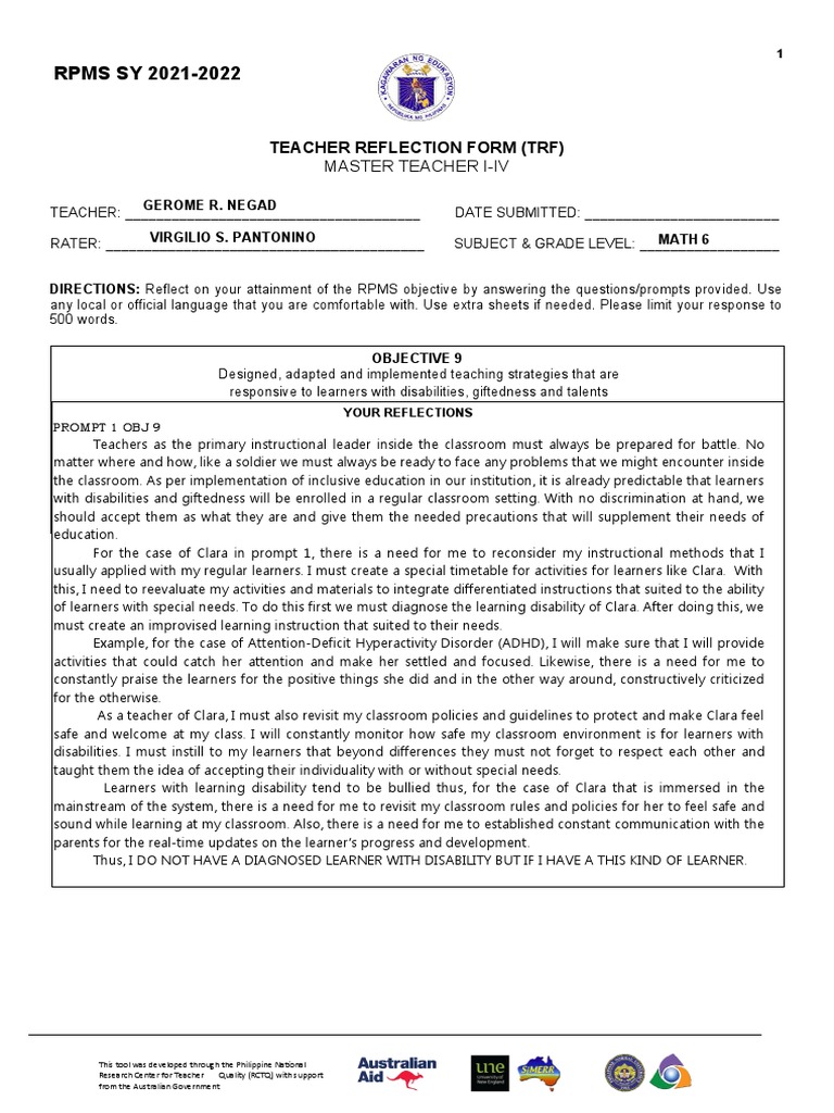 TRF 2021-2022 | PDF | Learning | Teachers