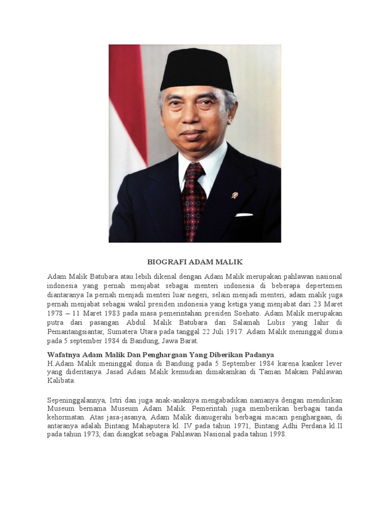 Biografi Adam Malik | PDF