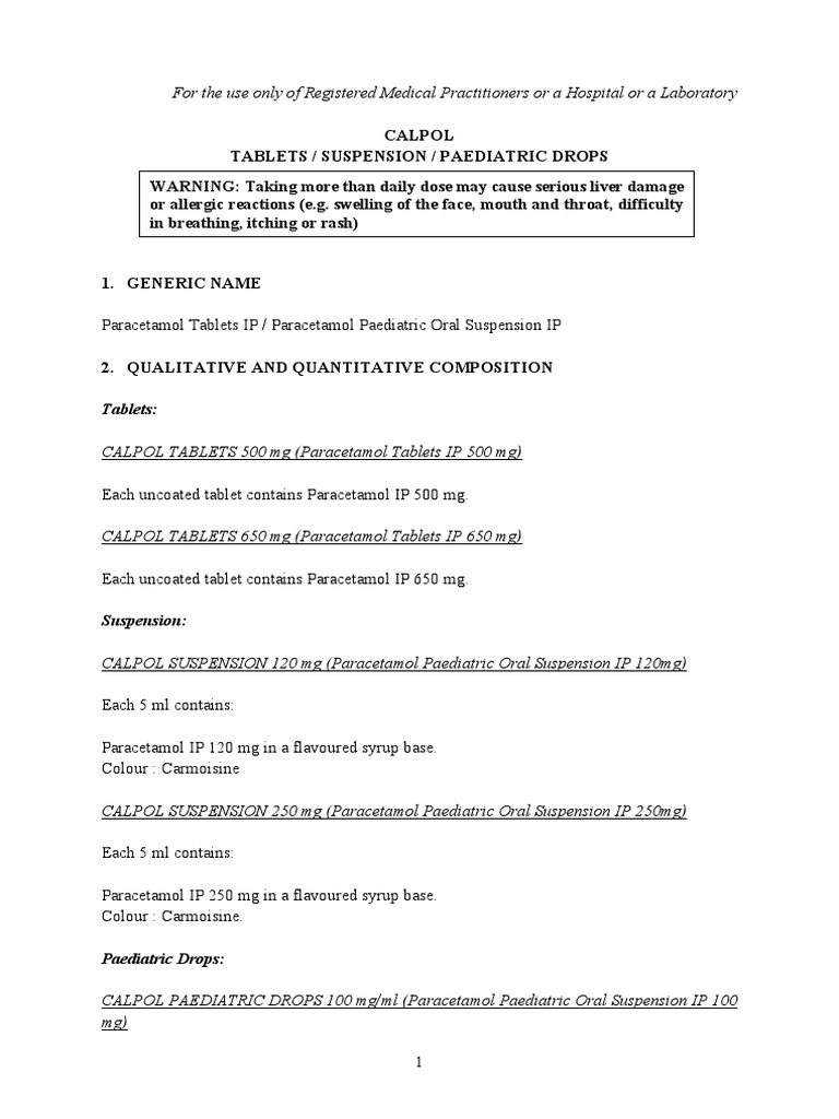 Calpol Paracetamol Dosage and Uses | PDF | Placebo | Analgesic