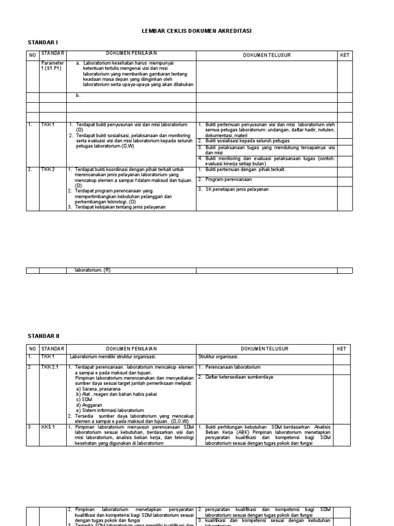 Lembar Ceklis Dokumen Akreditasi | PDF | Teknologi & Rekayasa