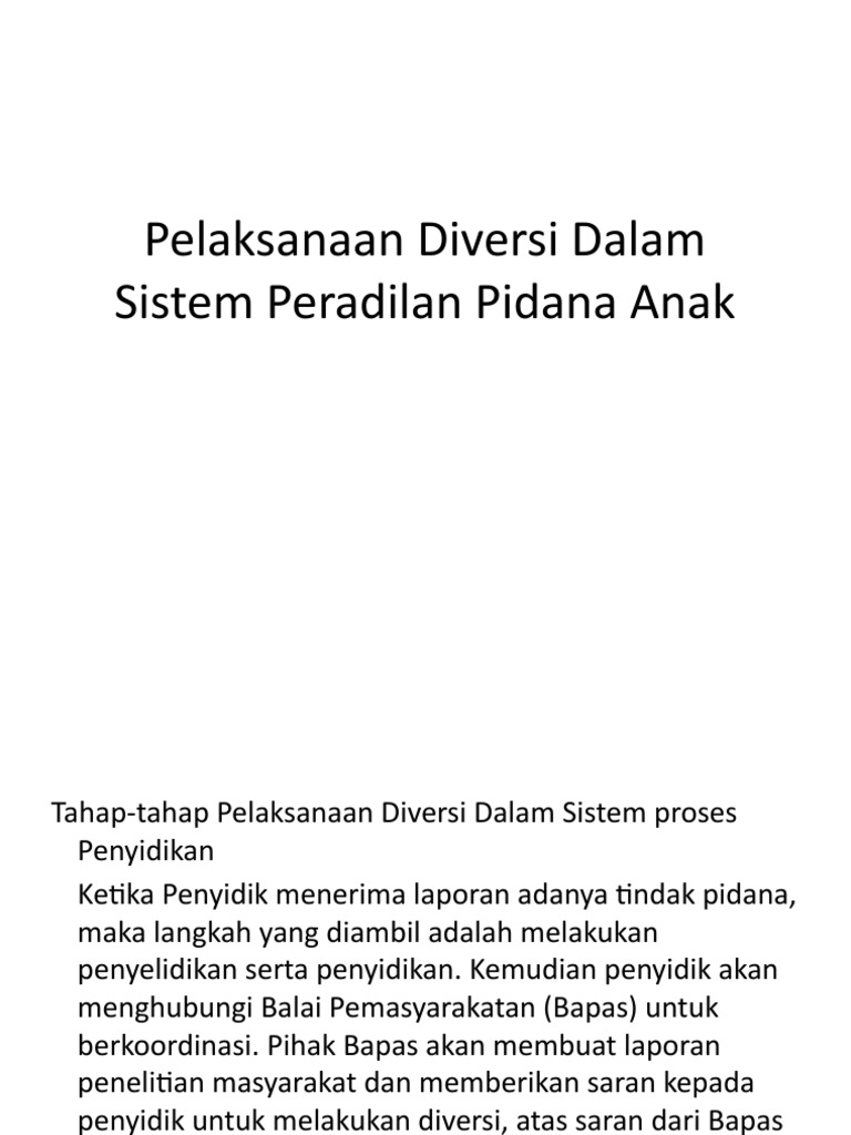 Pelaksanaan Diversi Dalam Sistem Peradilan Pidana Anak | PDF | Ilmu Sosial