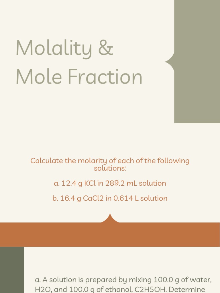 Molality & Mole Fraction | PDF
