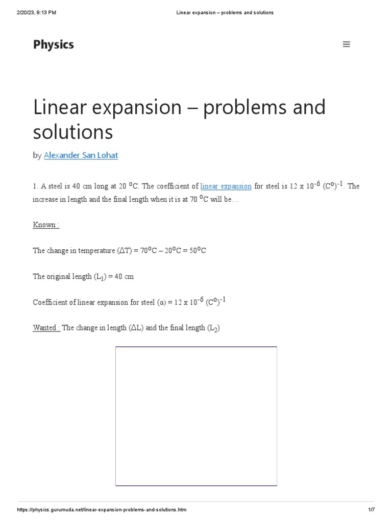 Linear Expansion - Problems and Solutions | PDF | Thermal Expansion | Heat
