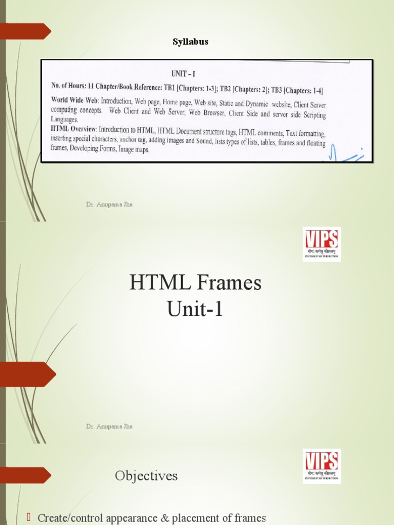 Unit 1 2 Html Frames 1 Download Free Pdf Hyperlink Html Element