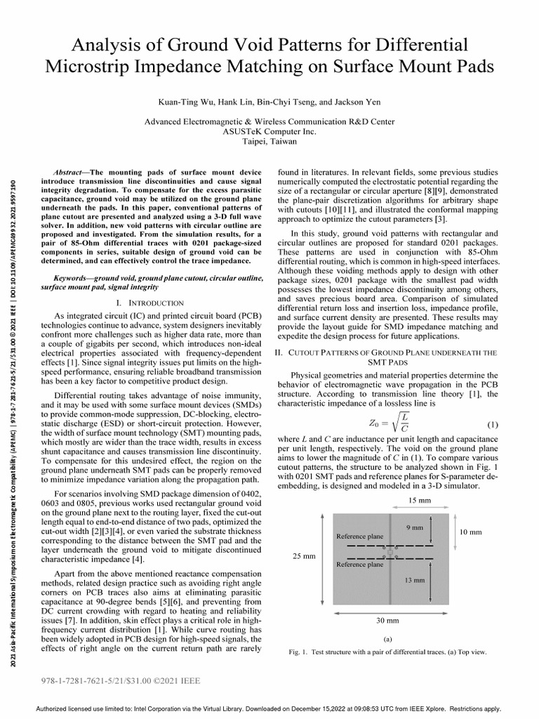 Analysis of Ground Void Patterns For Differential Microstrip Impedance Matching On Surface Mount ...