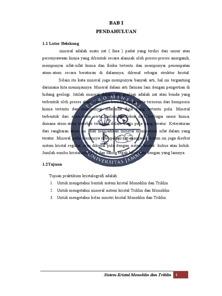 Sistem Kristal Monoklin dan Triklin | PDF | Sains & Matematika