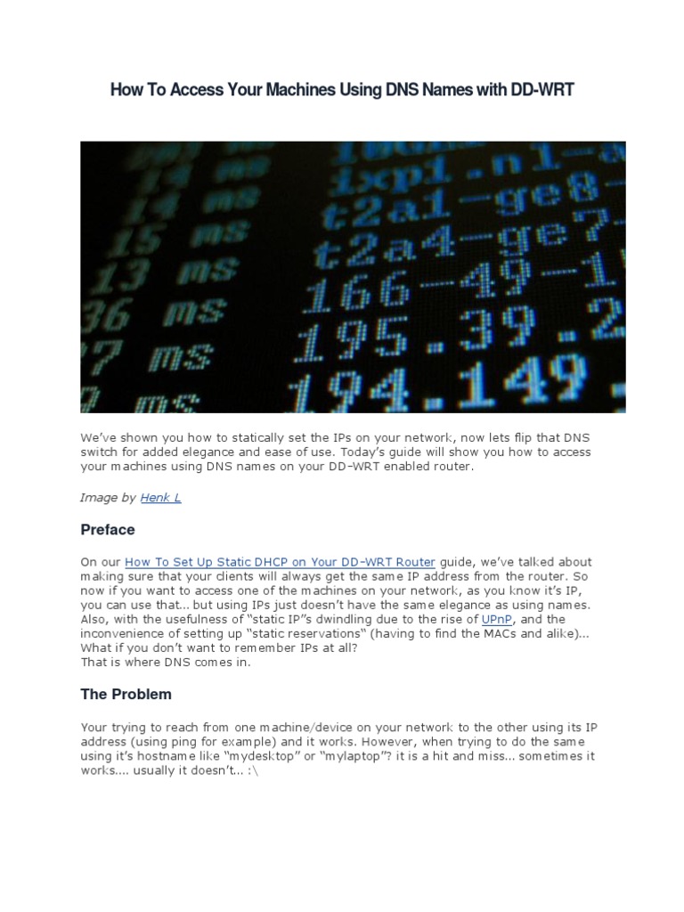 How To Access Your Machines Using DNS Names With DD-WRT | PDF | Domain Name System | Ip Address