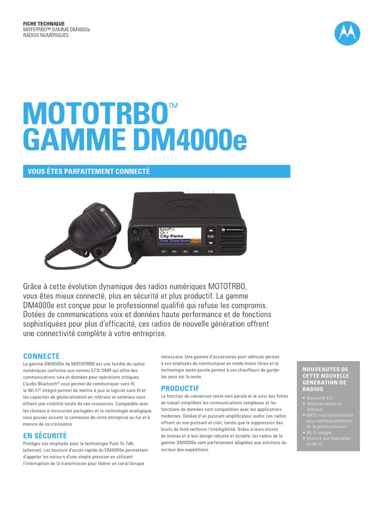 DM4000e DataSheet A4 FRA | PDF | Bluetooth | Cryptage