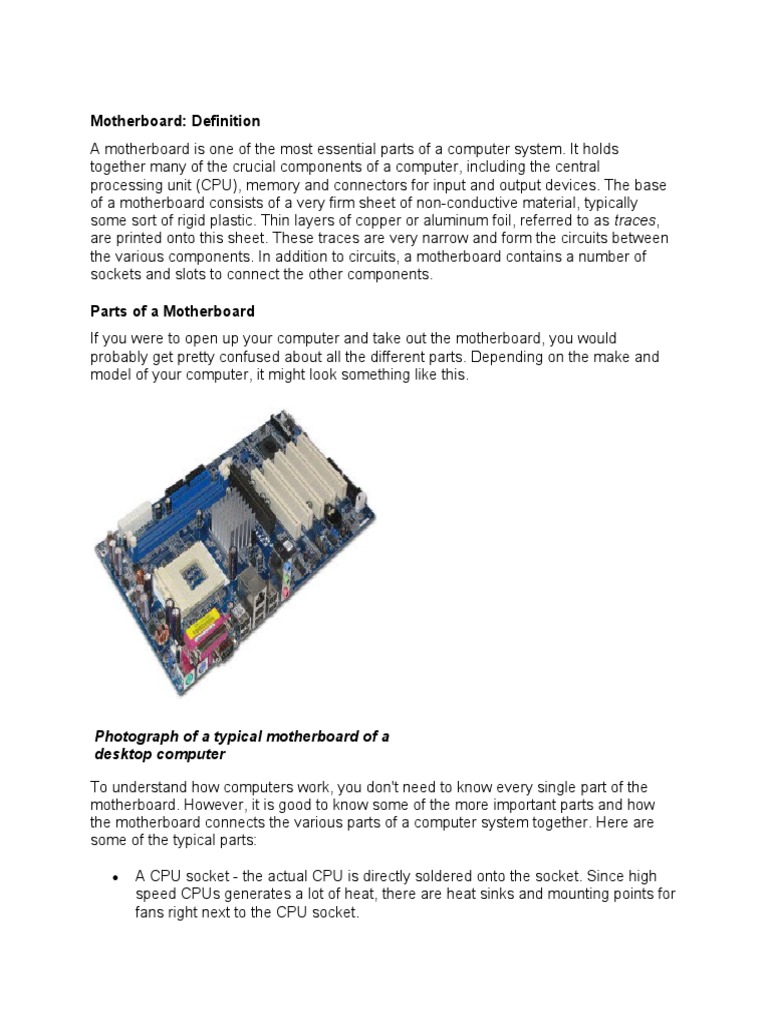 Understanding Motherboard Components | PDF | Office Equipment ...