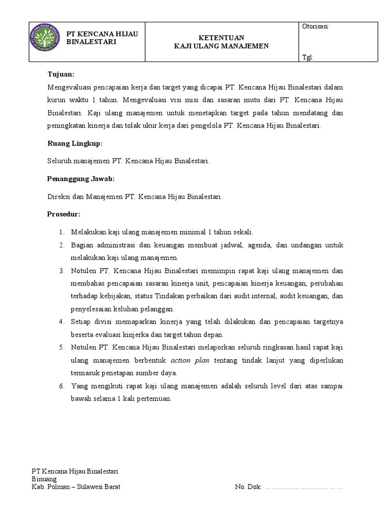 KTT 000.00 Kaji Ulang Manajemen | PDF