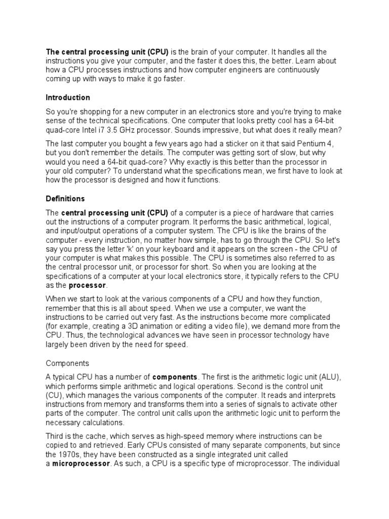 The Central Processing Unit | PDF | Central Processing Unit ... The Central Processing Unit | PDF | Central Processing Unit ...