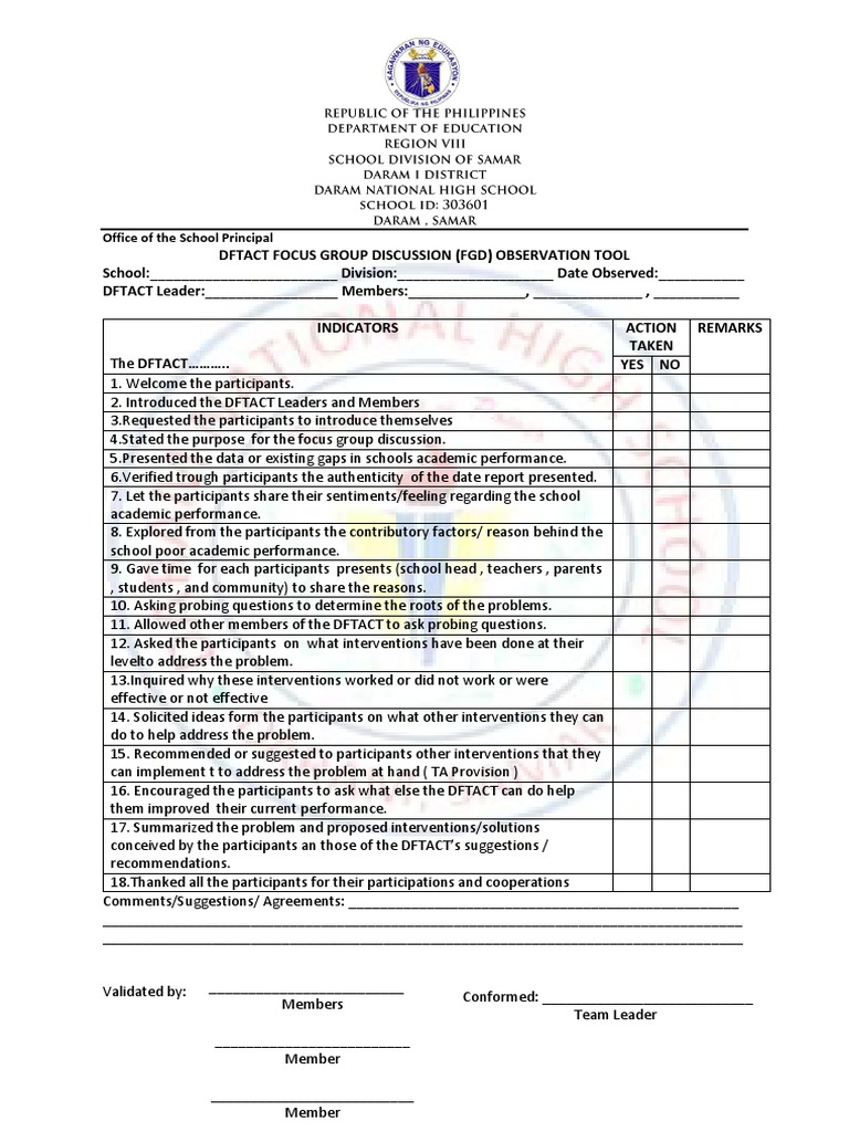 Dftact Observation Tool | PDF | Focus Group