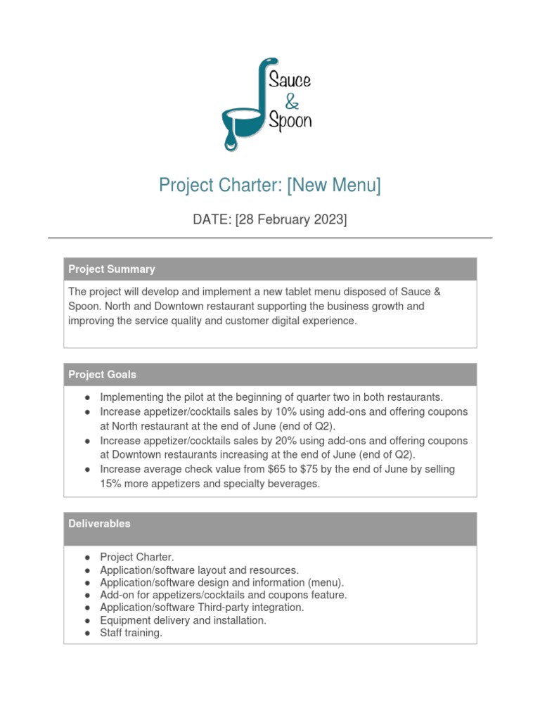 Activity Template - Project Charter | PDF