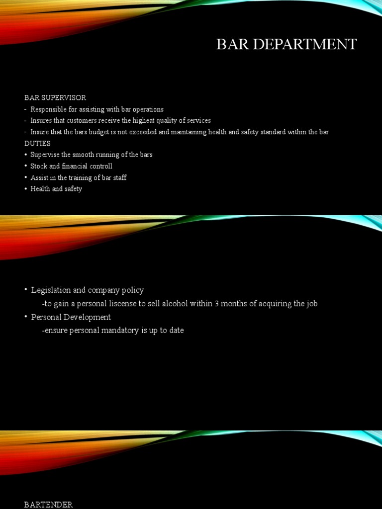 Bar Department | PDF | Business | Finance & Money Management