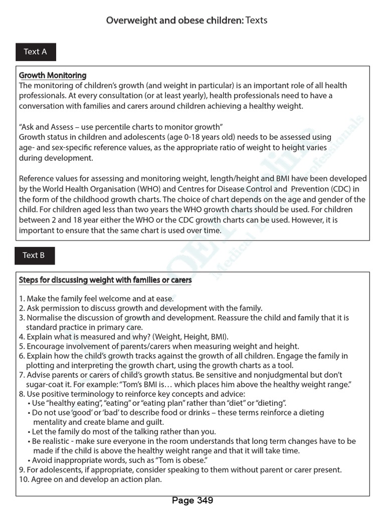 Overweight and Obese Children Reading Oet Note | PDF | Obesity | Oral ...