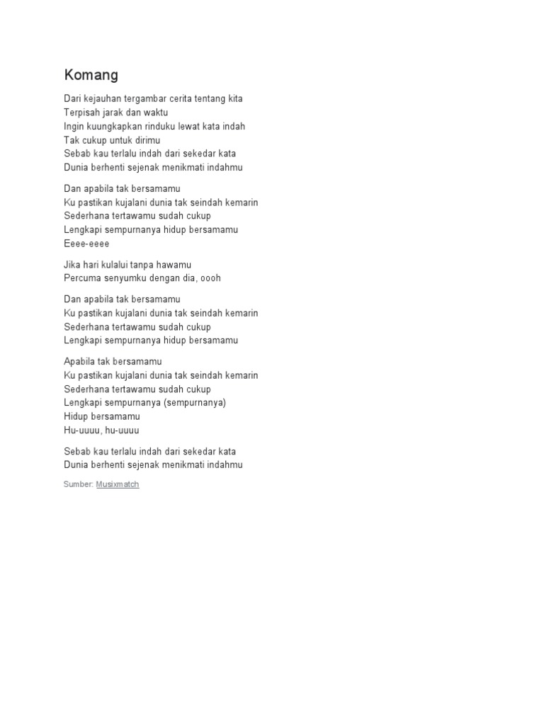Lirik Lagu Komang | PDF
