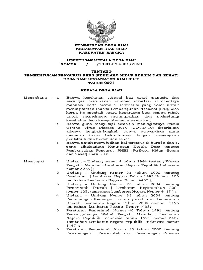 Pembentukan Pengurus PHBS Desa Riau | PDF | Ilmu Sosial