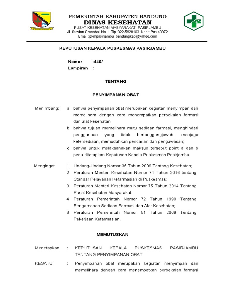 SK Penyimpanan Obat | PDF