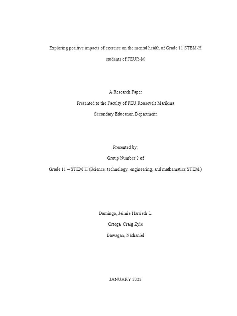 PR1 Final Title Proposal | PDF | Mental Health | Mental Disorder