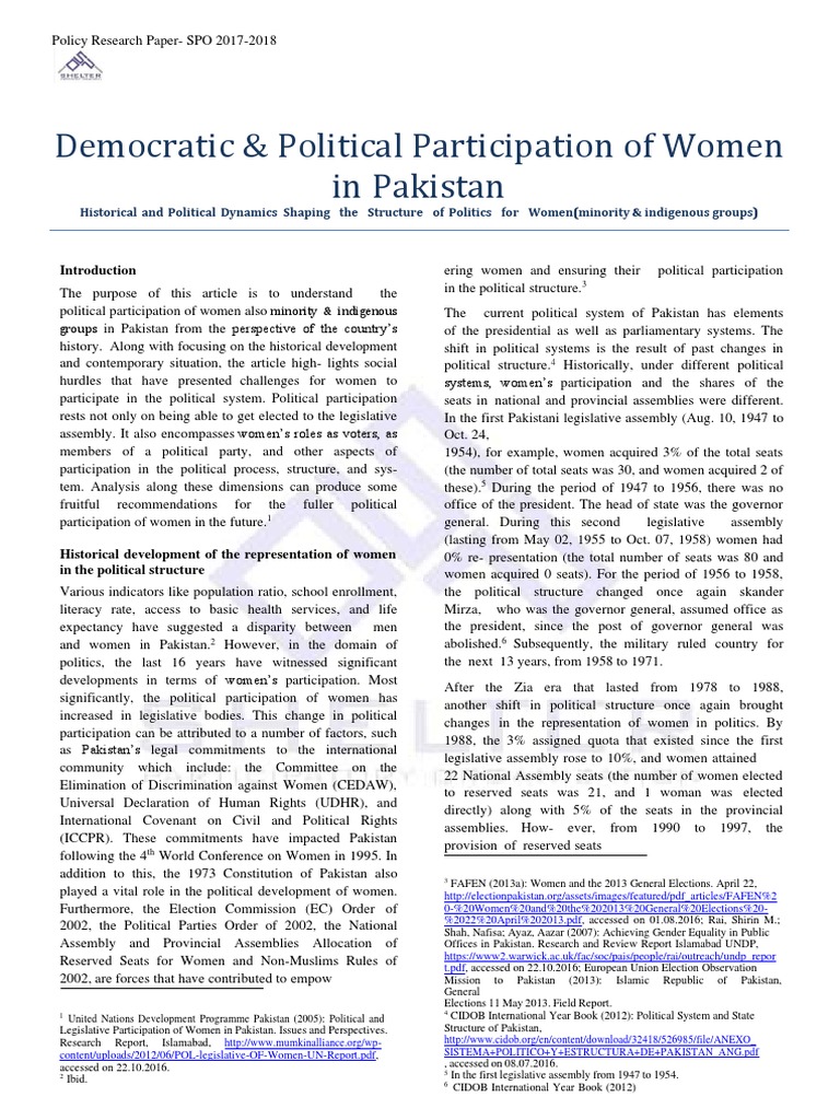 Political Participation of Women & Minority & Indigenous Groups of ...