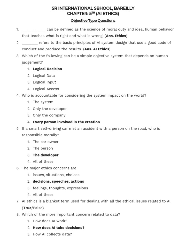 Chapter 5 - AI ETHICS QUESTIONS | PDF | Artificial Intelligence ...