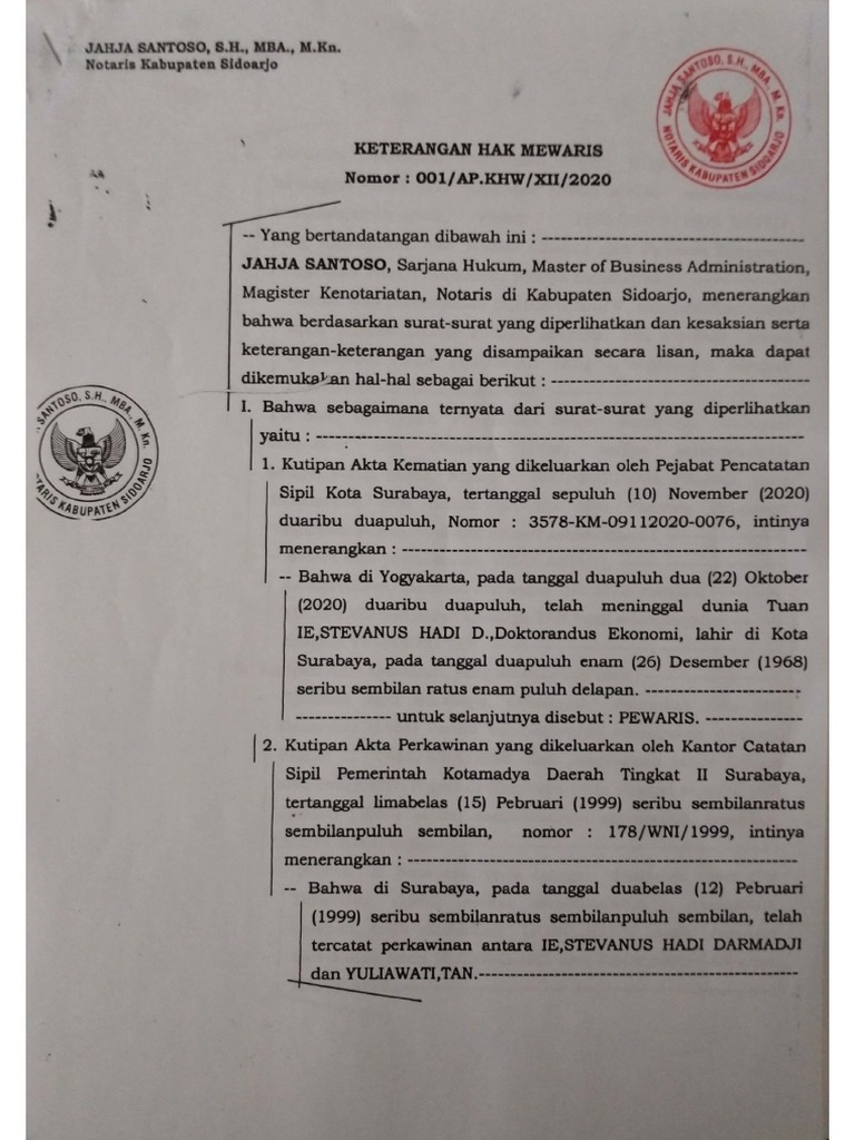 Keterangan Hak Mewaris | PDF
