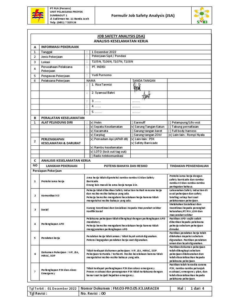 3 Formulir JSA | PDF