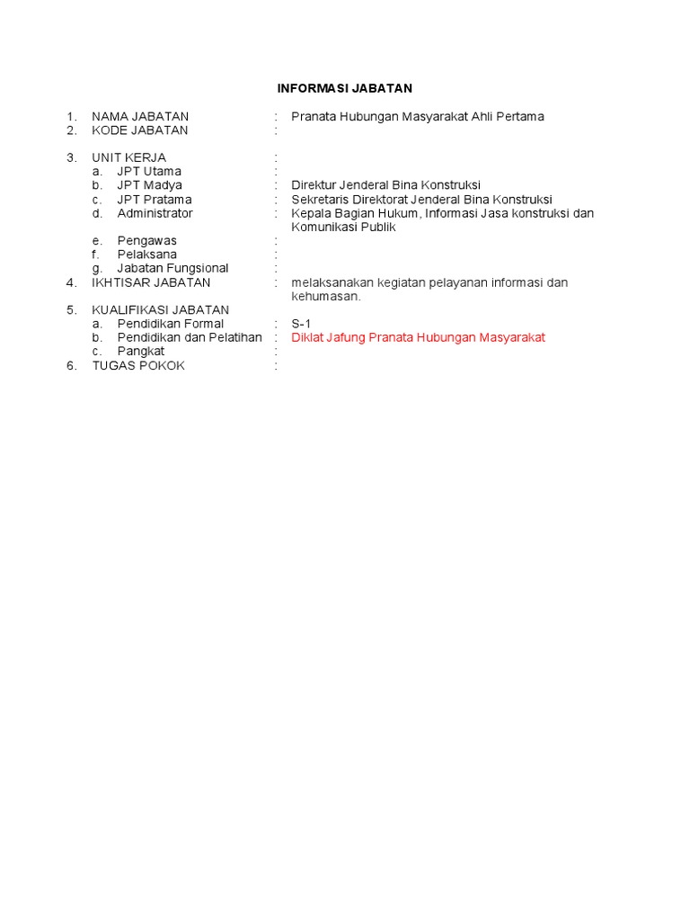 Anjab Abk JF Pranata Humas Pertama - 25okt2021 | PDF