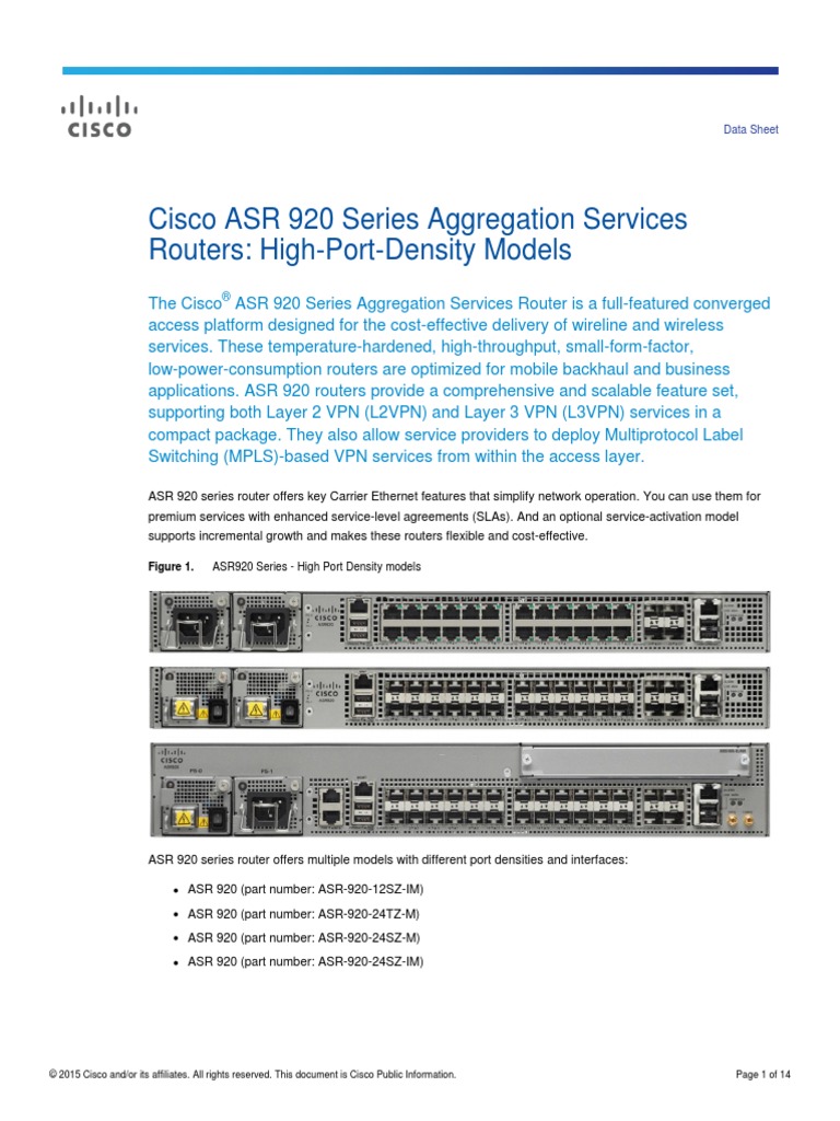 Cisco Asr 920 Series Aggregation Services Router 1 | Download Free PDF | Wavelength Division ...