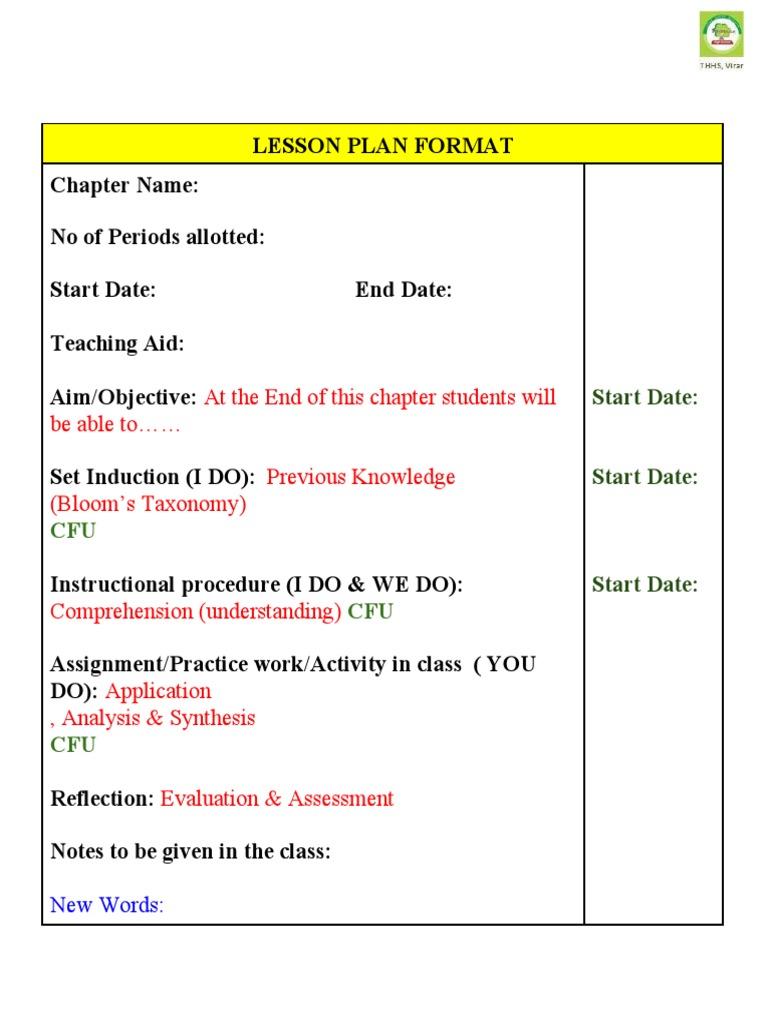 Lesson Plan Format | PDF | Lesson Plan | Teachers