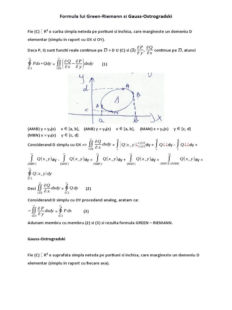 Formula Lui Green-Riemann Si Gauss-Ostrogradski | PDF