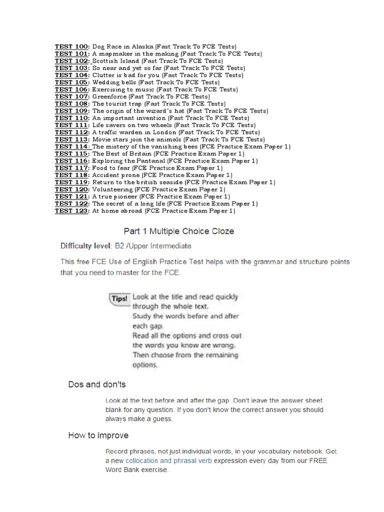 A Collection of English Language Proficiency Tests | PDF