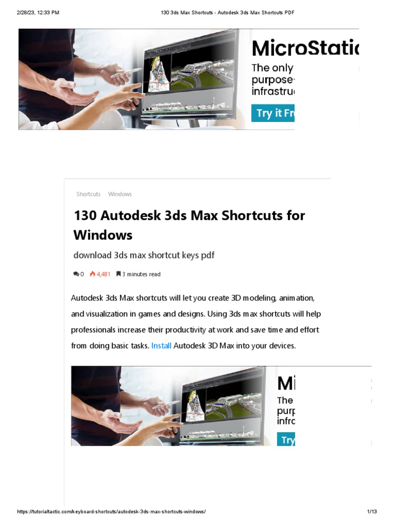 130 3ds Max Shortcuts - Autodesk 3ds Max Shortcuts PDF | PDF | Keyboard ...