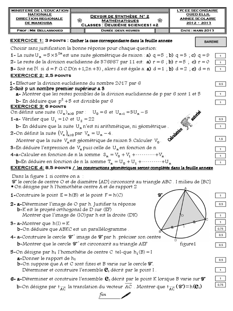 Devoir de Synthèse N°2 Avec Correction - Math - 2ème Sciences (2012-2013) MR BELLASSOUED MOHAMED ...
