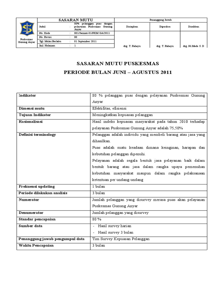 Sarmut Puskesmas Gunung Anyar NEW | PDF