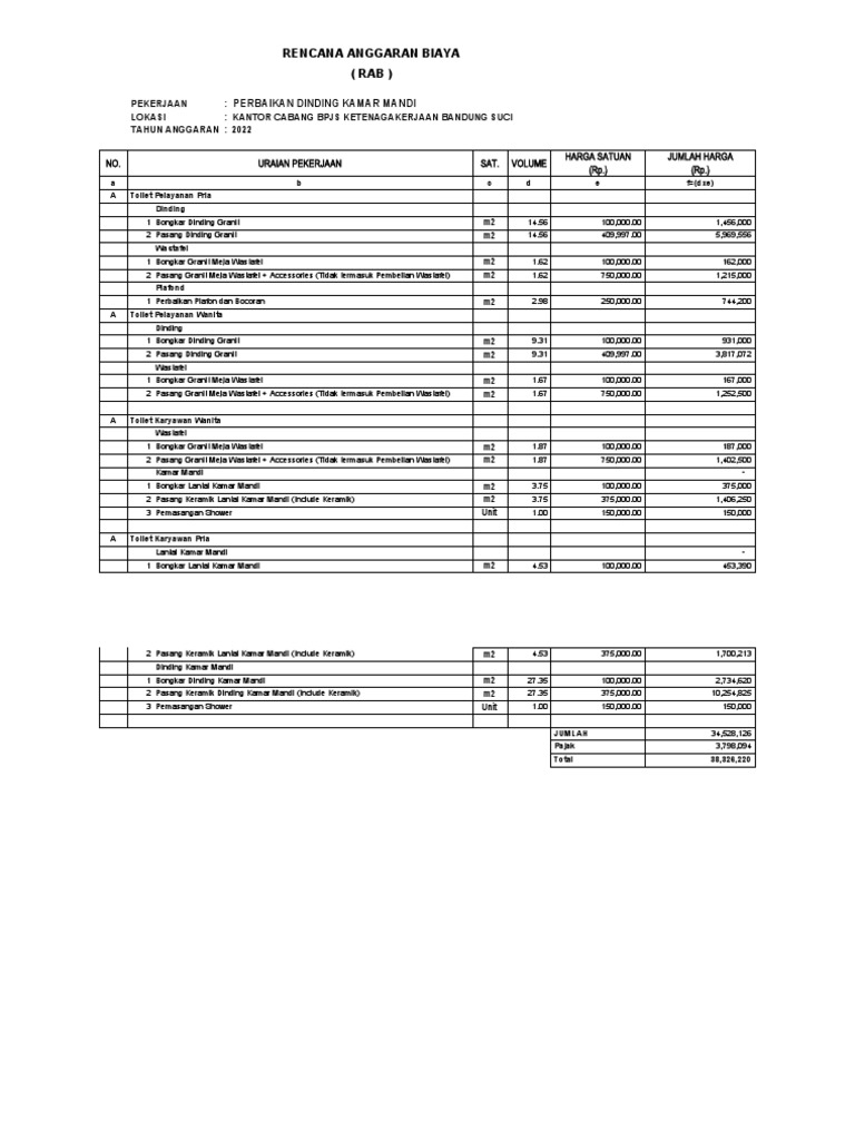 RAB Toilet Lantai 1 | PDF