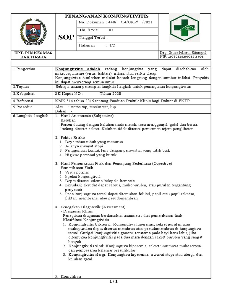 Sop Penanganan Konjungtivitis | PDF