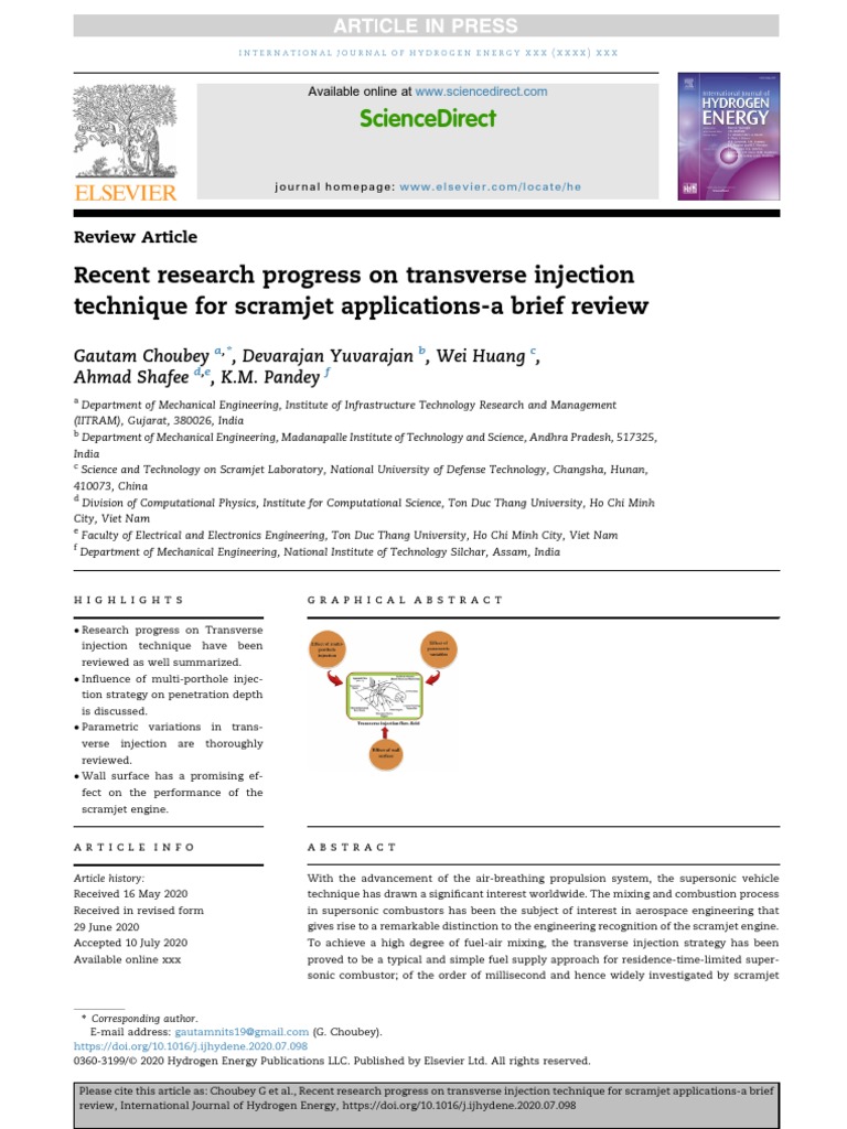 Recent Research Progress On Transverse Injection Technique For Scramjet ... Recent Research Progress On Transverse Injection Technique For Scramjet ...