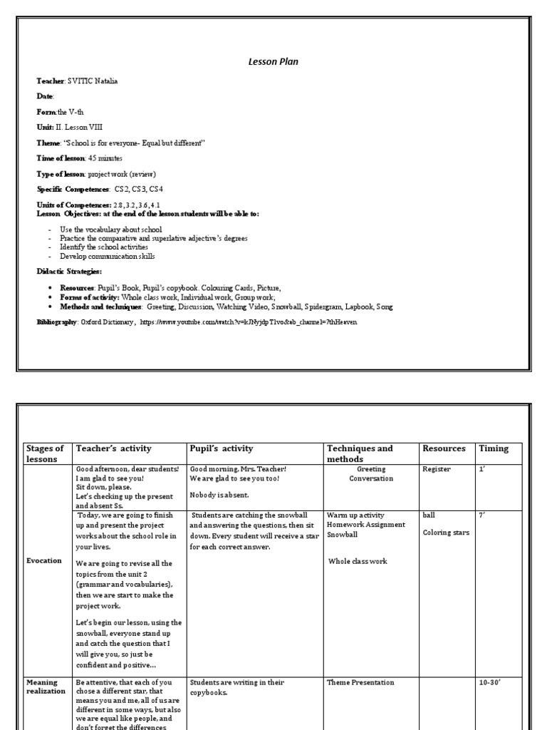 5project Work | PDF | Lesson Plan | Pedagogy