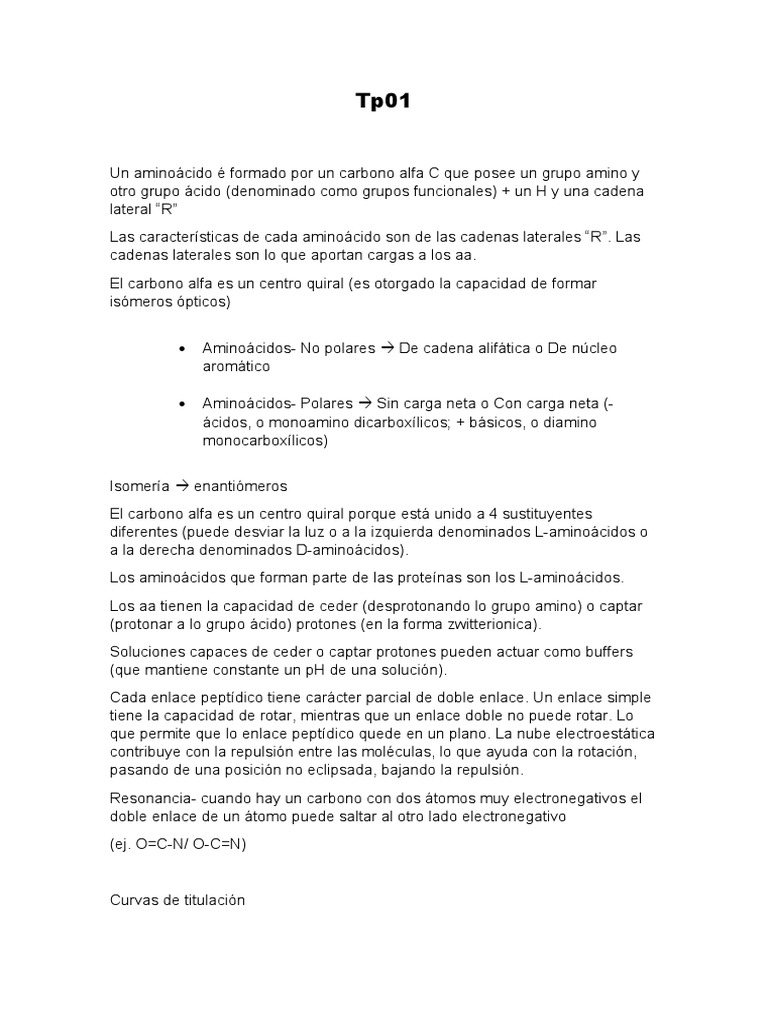 Tp01 de Bioquímica UNLP | PDF | Estructura proteica | Aminoácidos