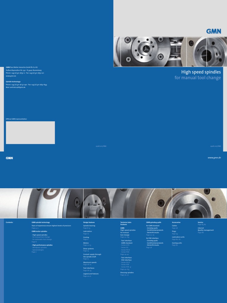 GMN High Speed Spindle Overview | PDF | Bearing (Mechanical) | Electric ...