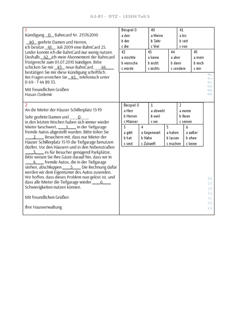 8 - A2-B1 DTZ - Lesen | PDF