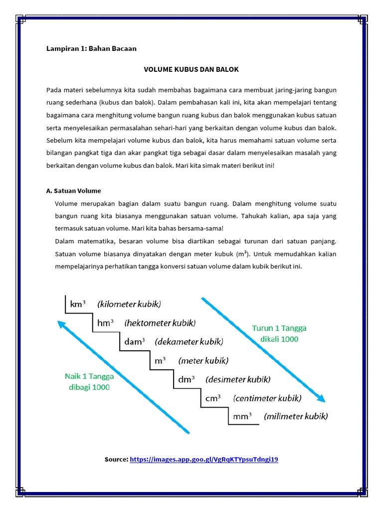 Bahan Bacaan Siswa - Konsep Satuan Volume | PDF