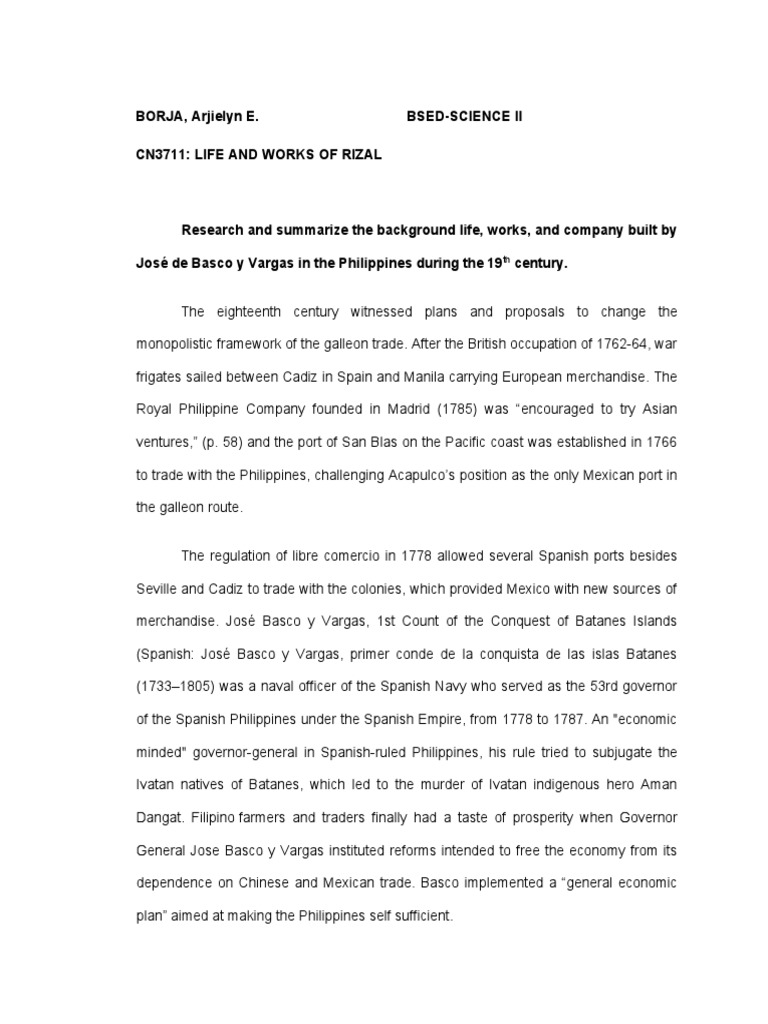Jose de Basco y Vargas | PDF | Spanish Empire | Philippines