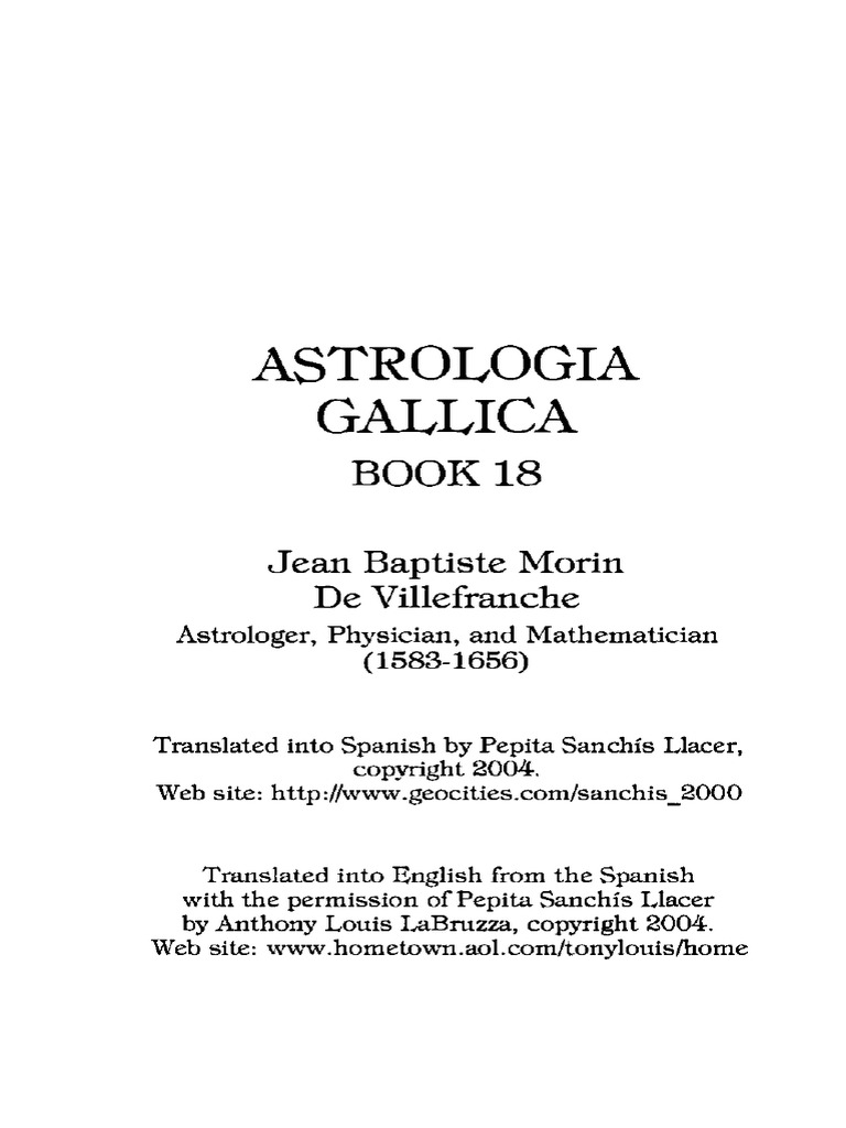 Jean-Baptiste Morin - Astrologia Gallica - Book 18 | PDF | Planets In ...
