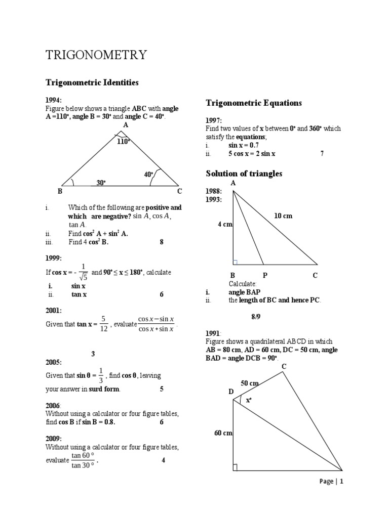 10 Trigonometry | PDF | Trigonometry | Triangle