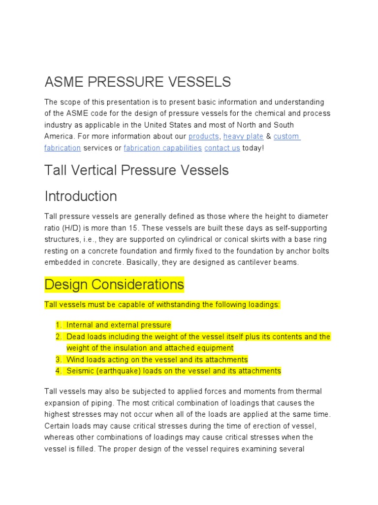ASME Tall Vertical Pressure Vessels | PDF | Buckling | Stress (Mechanics)