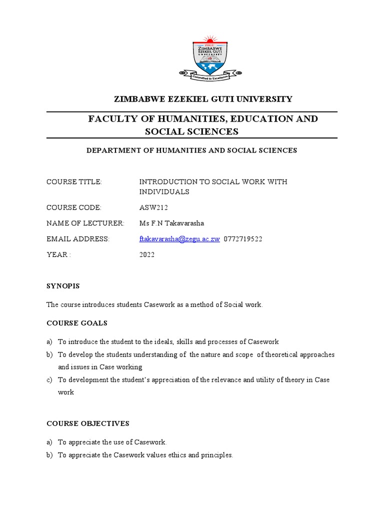 Asw 212 Social Work With Individuals | PDF | Social Work | Theory