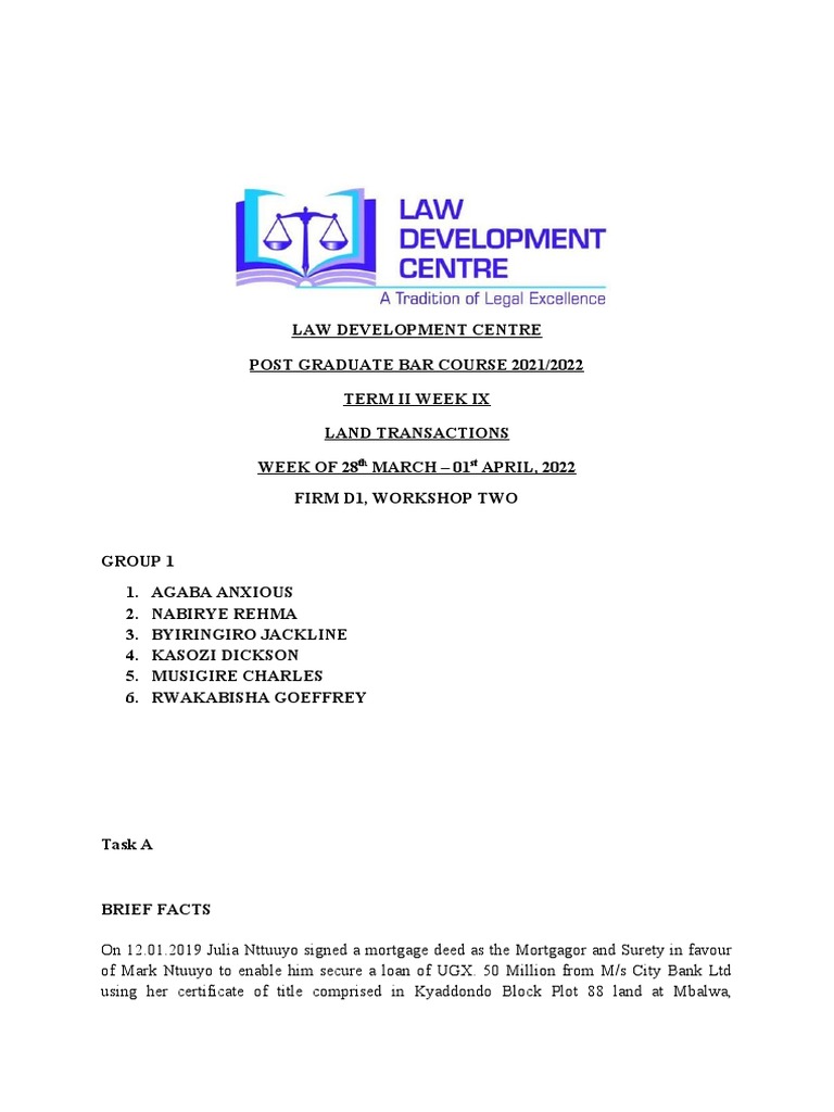 Land Transactions: Mortgage Liability Issues | PDF | Mortgage Law | Loans