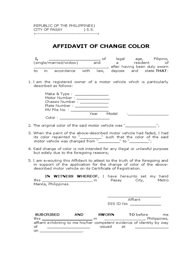 Affidavit of Change Color | PDF | Business | Finance & Money Management